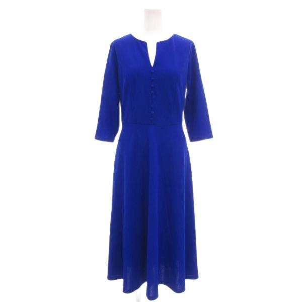 ドレステリア DRESSTERIOR ロングワンピース Vネック 七分袖 ボタン S 青 ブルー /YJ ■ECF001 レディース【ブランド】ドレステリア DRESSTERIOR【表記サイズ】S【実寸サイズ】肩幅：38cm　身幅：40cm...