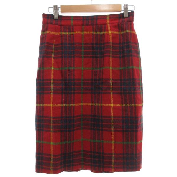 レコパン LES COPAINS 美品 タイトスカート 42 ひざ丈 チェック柄 赤 レッド /AE ■ECF001 レディース【ブランド】レコパン LES COPAINS【表記サイズ】42【実寸サイズ】ウエスト：66cm　ヒップ：92cm...