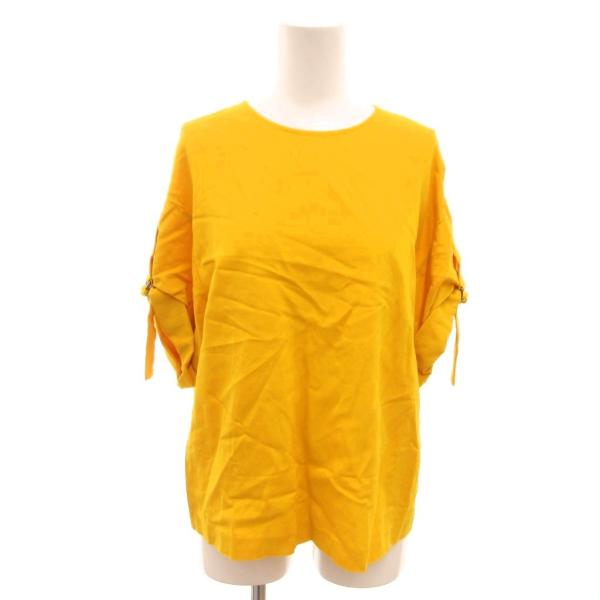 ルシェルブルー LE CIEL BLEU 美品 ブラウス ウール 36 黄色 イエロー 無地 ラウンドネック ロールアップスリーブ 半袖 /SJ ■ECF001 レディース【ブランド】ルシェルブルー LE CIEL BLEU【表記サイズ】3...