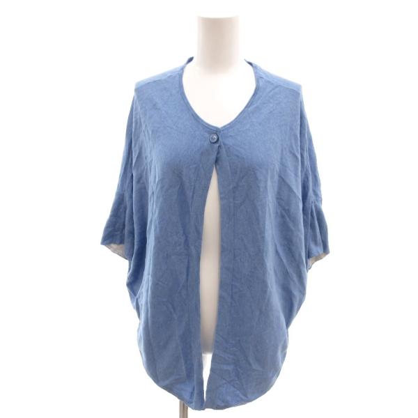 エルミダ EL MIDAS 美品 カーディガン 絹 シルク F 青 ブルー 無地 Vネック 半袖 /SJ ■ECF001 レディース【表記サイズ】F【実寸サイズ】肩幅：64cm　身幅：63cm　袖丈：11cm　着丈：63cm　　【素材】本体...