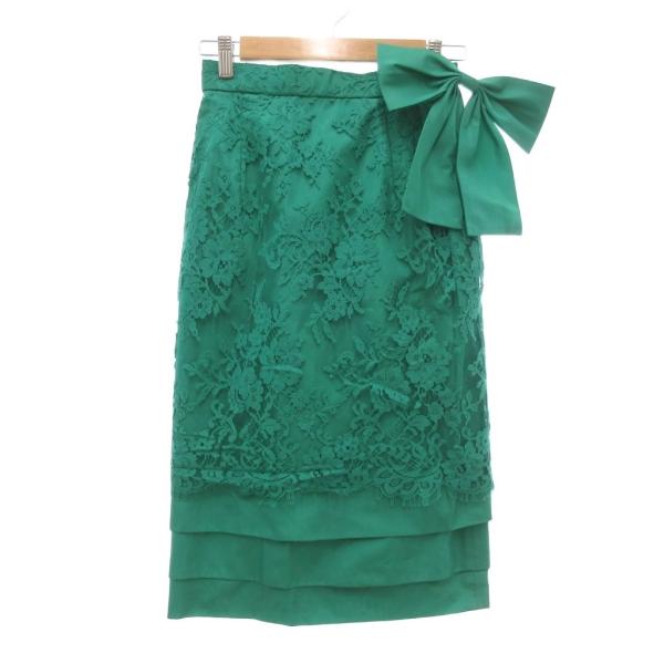 未使用品 イアントーマス IAN THOMAS LONDON タグ付き スカート 63 緑 グリーン レース リボン ティアード /SX ■ECF001 レディース【表記サイズ】63【実寸サイズ】ウエスト：64cm　ヒップ：90cm　スカー...
