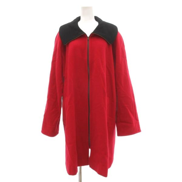 サムサムファッションハウス sam-sam FASHION HOUSE コート ウール 11AR 赤 黒 ブラック ショールカラー 長袖 ジッパーフロント ECF001【表記サイズ】11AR【実寸サイズ】身幅：60cm　着丈：88cm　ゆき...