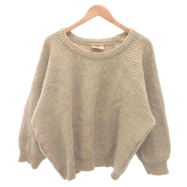 MORRISONS 美品 セーター ニット ウール L ベージュ 長袖 ラウンドネック リブ編み /SJ ■ECF001 レディース【表記サイズ】L【実寸サイズ】身幅：67cm　着丈：56cm　ゆき丈：77cm　　【素材】本体 ウール【色】...