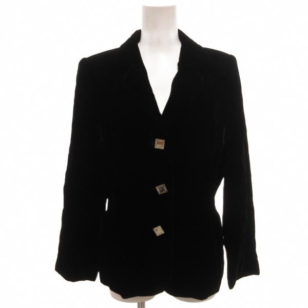 十仁プラザ Jujin Plaxa COUTURE 美品 テーラードジャケット ベルベット 44 黒 ブラック /MG ■ECF001 レディース【表記サイズ】44【実寸サイズ】肩幅：39cm　身幅：45cm　袖丈：58cm　着丈：59cm...