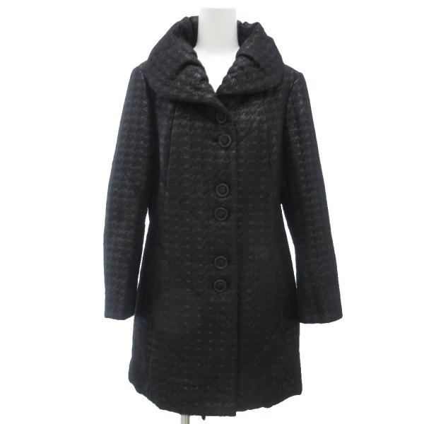 ハナエモリ HANAE MORI 美品 コート ウール 38 黒 ブラック 幾何学模様 ラメ ボリューム襟 /NL ■ECF003 レディース【ブランド】ハナエモリ HANAE MORI【表記サイズ】38【実寸サイズ】肩幅：40cm　身幅：...