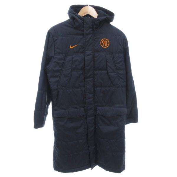 ナイキ NIKE 中綿コート ロング 150 キルティング ロゴ刺繍 紺 ネイビー フード付き 長袖 /KR ■ECG001 キッズ【ブランド】ナイキ NIKE【表記サイズ】L【実寸サイズ】肩幅：46cm　身幅：55cm　袖丈：57cm　着...