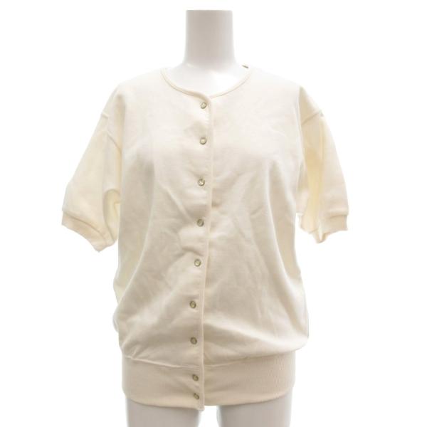 未使用品 MARCA FRESA タグ付き カーディガン L アイボリー ラウンドネック 半袖 /NL ■ECG003 レディース【表記サイズ】L【実寸サイズ】肩幅：45cm　身幅：47cm　袖丈：23cm　着丈：59cm　　【素材】綿、ポ...