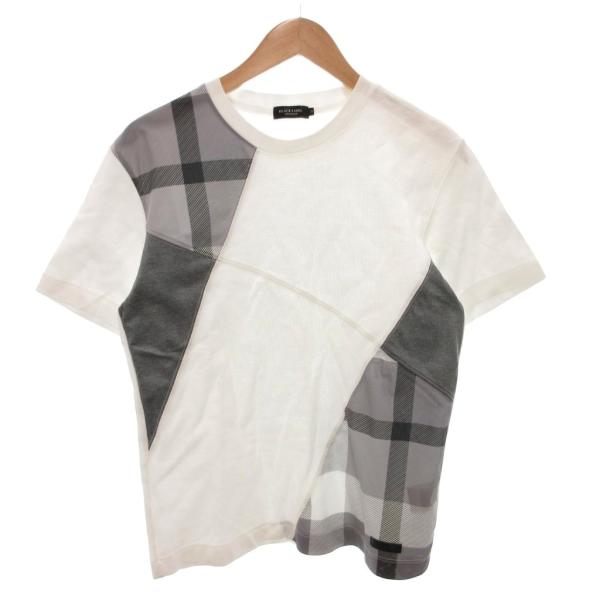 ブラックレーベル BLACK LABEL Tシャツ M 白 ホワイト グレー 半袖 チェック柄 切り替え パッチワーク ECG003 /KR ■ECG003 メンズ【ブランド】ブラックレーベル BLACK LABEL【表記サイズ】M【実寸サ...
