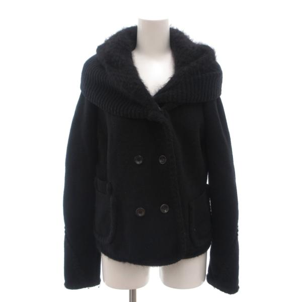 エルマノシェルビーノ ERMANNO SCERVINO 美品 ジャケット ニット アンゴラ混 42 黒 ブラック 長袖 ダブルブレスト ボリューム襟 /SJ【ブランド】エルマノシェルビーノ ERMANNO SCERVINO【表記サイズ】42...