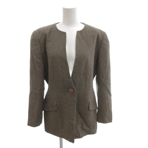 BASILE28 美品 ノーカラージャケット ウール 38 ベージュ 長袖 シングルブレスト 1B /MX ■ECF004 【ブランド】BASILE28【表記サイズ】38【実寸サイズ】肩幅：42cm　身幅：50cm　着丈：65cm　袖丈：5...