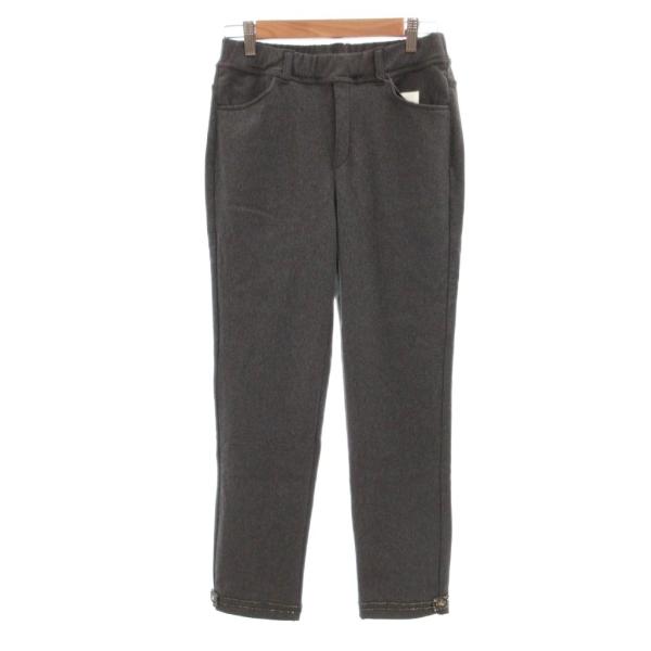 未使用品 サロンピクシーハート SALON Pixie Heart タグ付き パンツ スラックス M グレー アンクル丈 イージー ビジュー装飾 /NU【表記サイズ】M【実寸サイズ】ウエスト：66〜72cm　もも幅：27cm　裾幅：15cm...