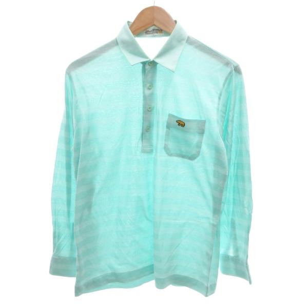 ジャック・ニクラウス Jack Nicklaus ポロシャツ L ライトブルー 長袖 ストライプ柄 胸ポケット付き /IL ■ECF004 メンズ【表記サイズ】L【実寸サイズ】肩幅：45cm　身幅：55cm　着丈：70cm　袖丈：59cm　...