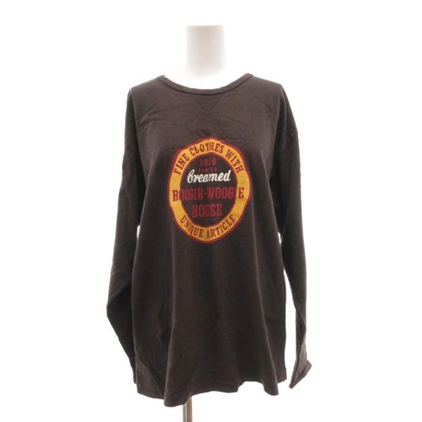 ヴィンテージ BOOGIE-WOOGIE HOUSE Tシャツ Vガゼット ロゴプリント ラウンドネック 長袖 茶色 ブラウン /SD ■ECF004 レディース【表記サイズ】サイズ表記なし(実寸サイズをご参考ください。)【実寸サイズ】肩幅...