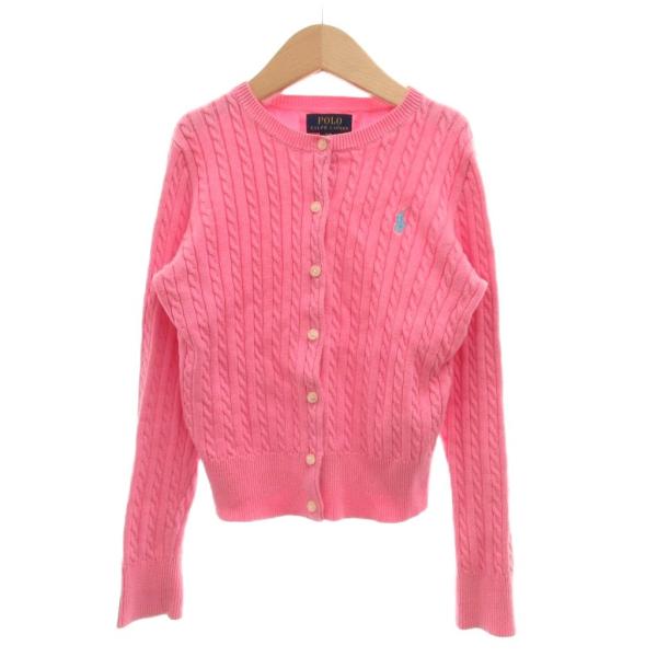 ポロ バイ ラルフローレン Polo by Ralph Lauren 美品 カーディガン 7 ピンク ケーブルニット ロゴ刺繍 長袖 /NL ■ECF004 キッズ【ブランド】ポロ バイ ラルフローレン Polo by Ralph Laur...