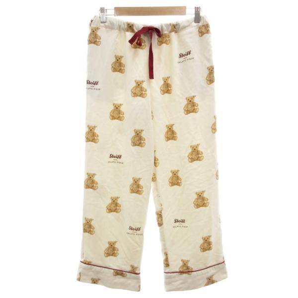 ジェラートピケ gelato pique シュタイフ Steiff ナイトウエア パジャマ パンツ F 白 ホワイト テディベア柄 ドローストリングウエスト【ブランド】ジェラートピケ gelato pique【表記サイズ】F【実寸サイズ】ウ...