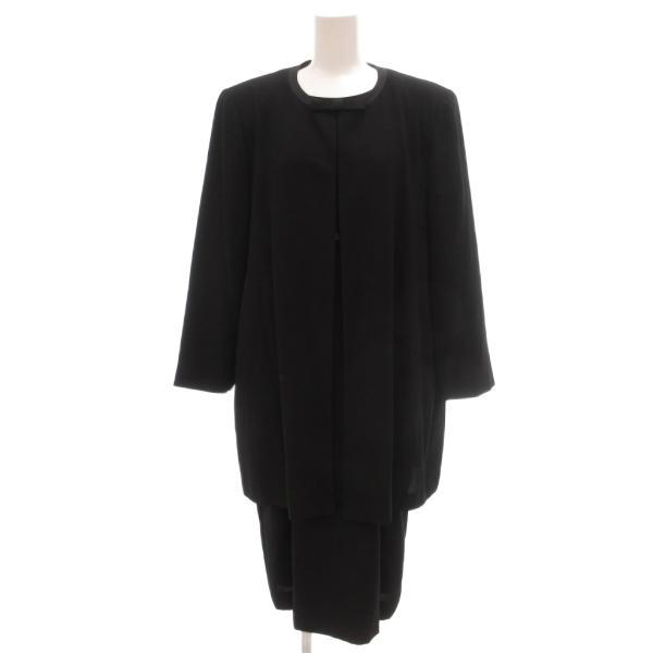 SOIR BENIR セットアップ ジャケット ワンピース 絹 シルク 17AR 黒 ブラック /NL ■ECF005 レディース【表記サイズ】17AR【実寸サイズ】肩幅：43cm　身幅：65cm　総丈：78cm　袖丈：56cm　肩幅：42...