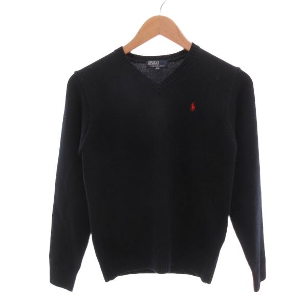 ポロ バイ ラルフローレン Polo by Ralph Lauren ニット セーター ウール 150 紺 ネイビー Vネック ロゴ刺繍 長袖 /NL ■ECG005 キッズ【ブランド】ポロ バイ ラルフローレン Polo by Ralph...