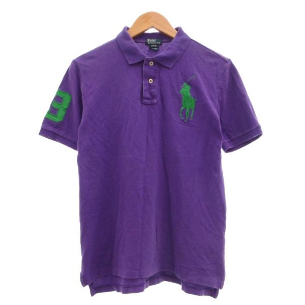 ポロ バイ ラルフローレン Polo by Ralph Lauren ポロシャツ L(14-16）紫 パープル 緑 グリーン ナンバリング 半袖 ビッグポニー刺繍【ブランド】ポロ バイ ラルフローレン Polo by Ralph Laure...