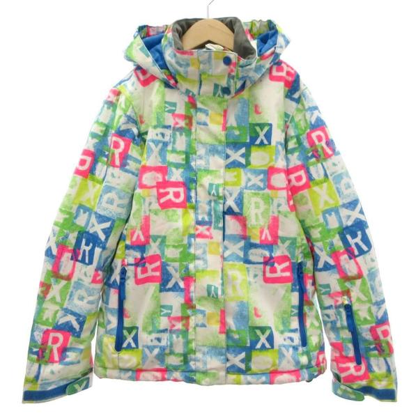 ロキシー ROXY スノーウエア スキー スノーボード 中綿ジャケット パーカー 12 ジップアップ 総柄 ロゴ マルチカラー /KB ■ECG007【ブランド】ロキシー ROXY【表記サイズ】12【実寸サイズ】肩幅：40cm　身幅：41c...