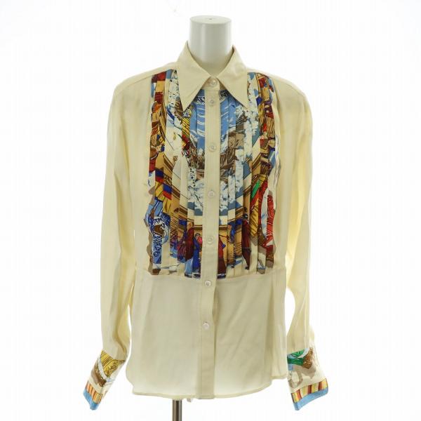 エルメス HERMES シャツ ブラウス 長袖 PRIERES AU VENT 風の中の祈り シルク 40 M アイボリー /MW ■GY19 レディース【ブランド】エルメス HERMES【表記サイズ】40（日本サイズ M相当）【実寸サイズ...