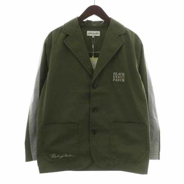 未使用品 ブラックアイパッチ THE BLACK EYE PATCH テーラードジャケット シングル 3B ノーベント ロゴ 刺繍 ワッペン S カーキ【ブランド】ブラックアイパッチ THE BLACK EYE PATCH【表記サイズ】S【...