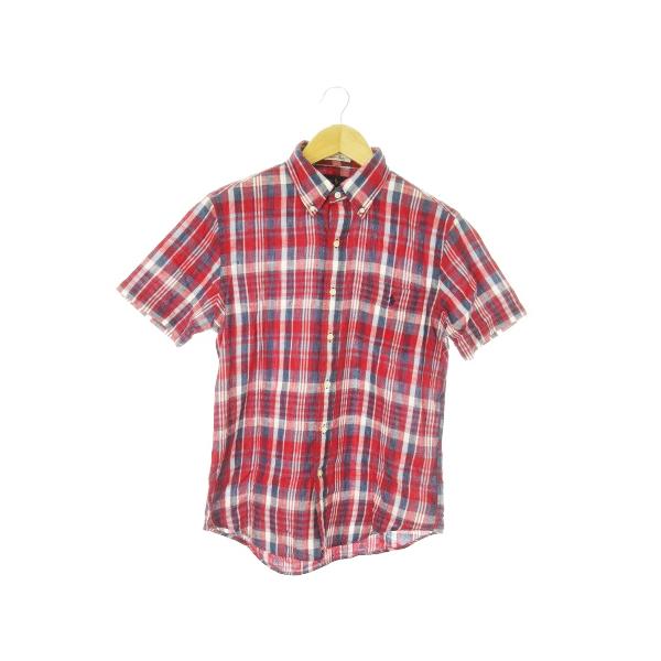 ラルフローレン RALPH LAUREN Bleeding Madras ボタンダウンシャツ 半袖 コットン チェック 総柄 ポニーロゴ刺繍 S 赤 レッド【ブランド】ラルフローレン RALPH LAUREN【表記サイズ】S170/92A【...