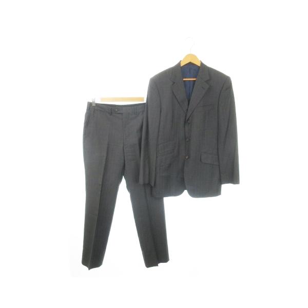 ポールスミス デルフィノ SUPER120s シングルスーツ セットアップ テーラードジャケット 総裏 スラックス ストライプ ウール M グレー【ブランド】ポールスミス PAUL SMITH【表記サイズ】M【実寸サイズ】ジャケット 肩幅：...