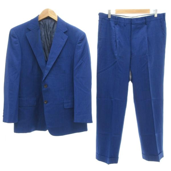 スキャバル SCABAL SUPER 140'S MOTS セットアップ スーツ ジャケット パンツ ストライプ 青 ブルー 春夏 /AE ■GY44 メンズ【表記サイズ】サイズ表記なし（実寸サイズを参考にご検討ください。）【実寸サイズ】ジ...