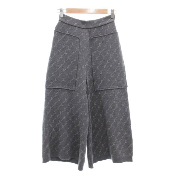 ステラマッカートニー STELLA McCARTNEY ニットガウチョパンツ ワイド 36 ロゴ柄 総柄 グレー /AE ■GY19 レディース【ブランド】ステラマッカートニー STELLA McCARTNEY【表記サイズ】36【実寸サイズ...