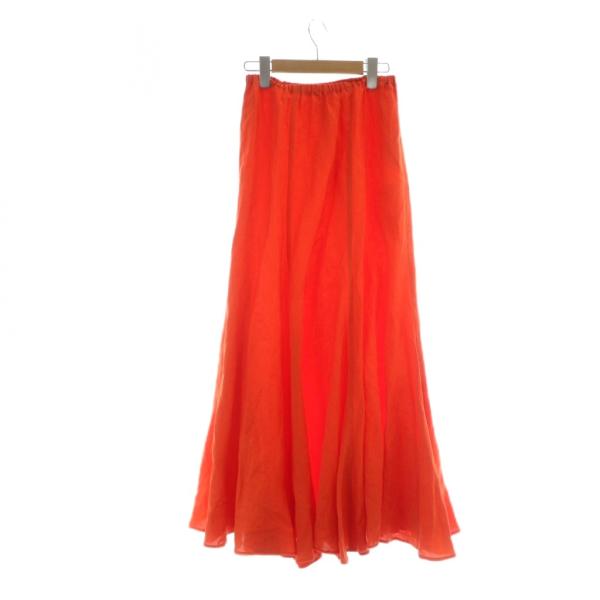 プラージュ Plage 24SS glace flare ロングスカート フレン ロゴ 麻 リネン 36 S オレンジ ■GY19 /MQ レディース【ブランド】プラージュ Plage【表記サイズ】36【実寸サイズ】ウエスト：約58cm　ヒ...