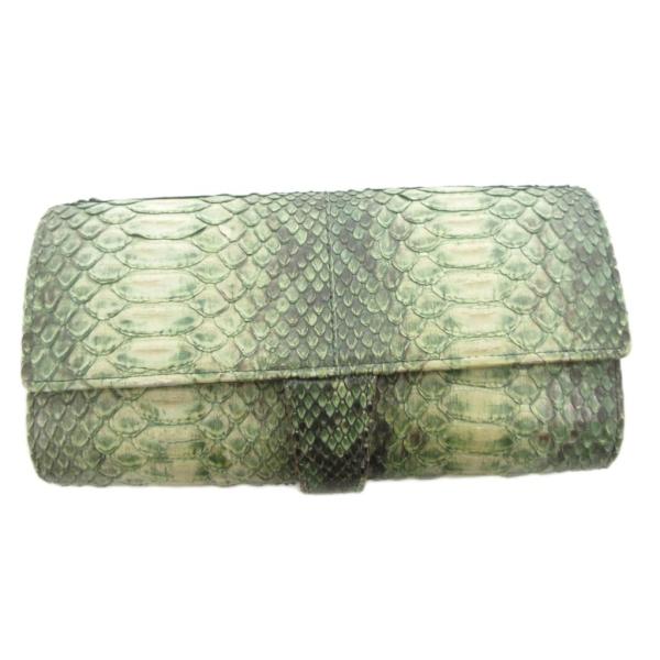 アイソラ isola 長財布 ロング ウォレット パイソン スネークレザー 蛇革 緑 グリーン /FF ■GY18 レディース【実寸サイズ】ヨコ：19cm　タテ：10cm　マチ：4cm　　【素材】パイソンレザー【色】緑 グリーン【状態】・小...