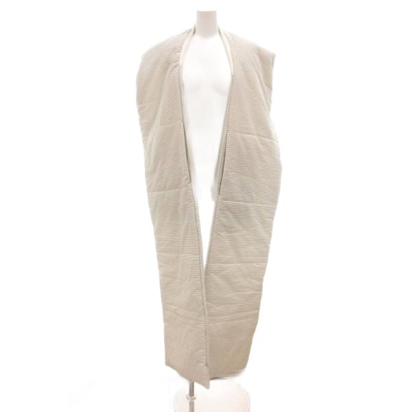未使用品 ヘドメイナー HED MAYNER タグ付き PUFFY SCARF ロング スカーフ マフラー 中綿 ピンストライプ 混紡生地 切替 ライトグレー【表記サイズ】サイズ表記なし（実寸サイズを参考にご検討ください。）【実寸サイズ】全...