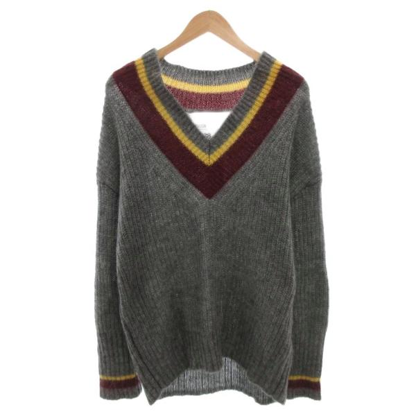 ティッカ TICCA ニット セーター モヘヤ F グレー 長袖 Vネック ラインデザイン /FF ■GY19 レディース【ブランド】ティッカ TICCA【表記サイズ】F【実寸サイズ】肩幅：68cm　身幅：60cm　袖丈：56cm　着丈：7...