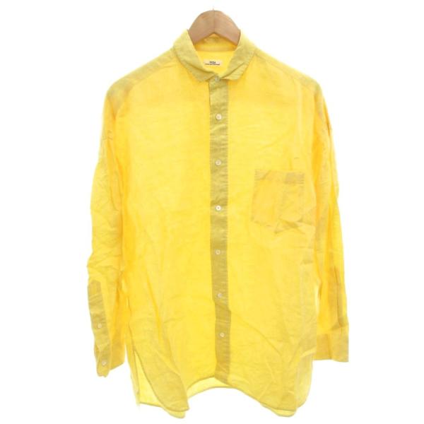 ティッカ TICCA シャツ 麻 リネン 長袖 F イエロー TBBS-305 /FF ■GY19 メンズ レディース【ブランド】ティッカ TICCA【表記サイズ】F【実寸サイズ】肩幅：60cm　身幅：64cm　袖丈：50cm　着丈：77c...