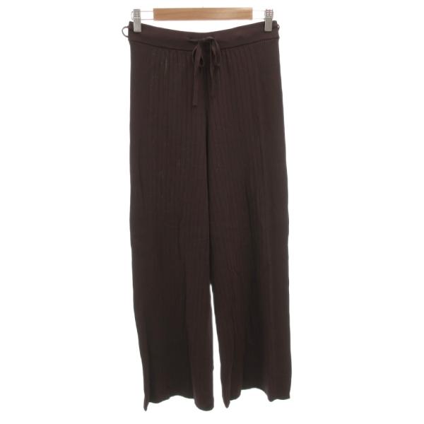 ティッカ TICCA 接触冷感ニットリブパンツ ニットリブ F 茶 ブラウン リブ編み ドローストリング /FF ■GY19 レディース【ブランド】ティッカ TICCA【表記サイズ】F【実寸サイズ】ウエスト：62cm　もも幅：23cm　裾幅...