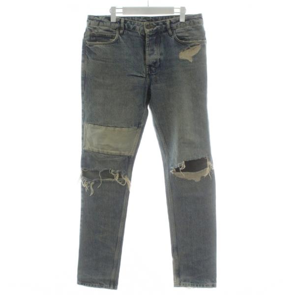 スビ Ksubi デニムパンツ ジーンズ スキニー ダメージ加工 ボタンフライ 33 青 ブルー /XZ ■GY03 メンズ【ブランド】スビ Ksubi【表記サイズ】33【実寸サイズ】ウエスト：87cm　もも幅：27cm　裾幅：17cm　股...
