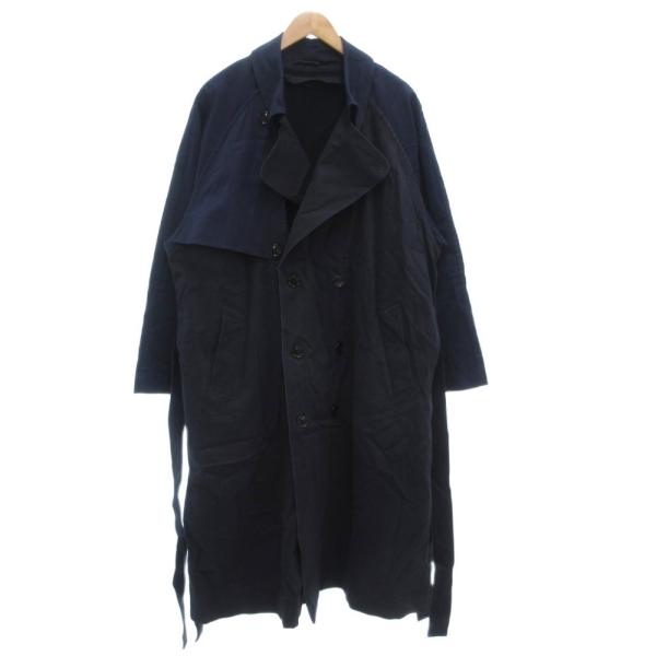 ディマ レウ dima leu トレンチコート ダブルブレスト ロング ウールライナー付 L 紺 ネイビー /GV ■GY03 メンズ【表記サイズ】L【実寸サイズ】身幅：65cm　着丈：116cm　ゆき丈：75cm　　【素材】本体 コットン...