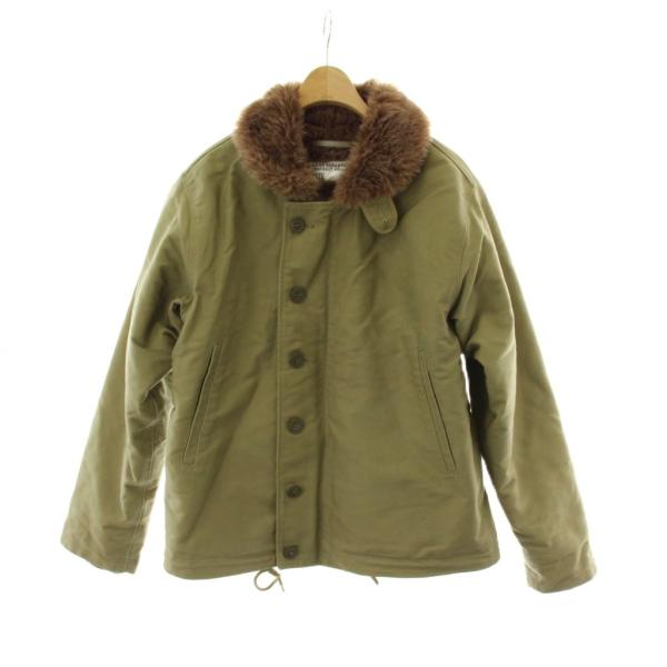 NAVY DEPARTMENT N-1 DECK JACKET デッキジャケット CONTRACT NX ミリタリー 36 カーキ 長袖 ファー襟 ボタンフライ sx65913 /PP【表記サイズ】36【実寸サイズ】肩幅：約43cm　身幅：...