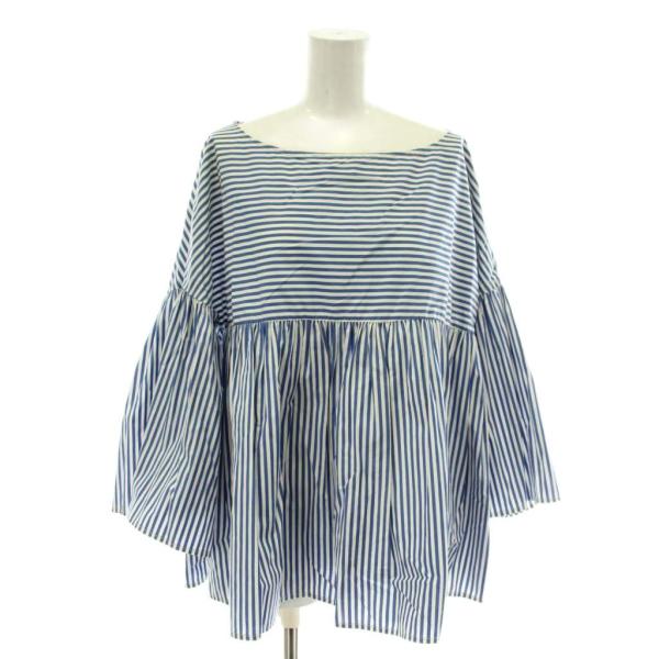 マックスマーラ ウィークエンドライン MAX MARA WEEKEND LINE シャツ ブラウス 長袖 フレアスリーブ ボーダー柄 蝶 刺繍 42 青 白【ブランド】マックスマーラ ウィークエンドライン MAX MARA WEEKEND ...