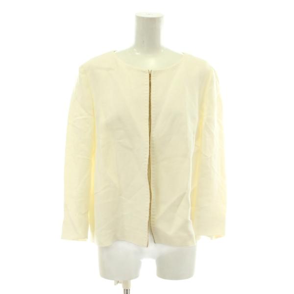 マックスマーラステュディオ Max Mara Studio ノーカラージャケット 麻 リネン混 42 白 ホワイト /XZ ■GY64 レディース【ブランド】マックスマーラステュディオ Max Mara Studio【表記サイズ】42【実寸...
