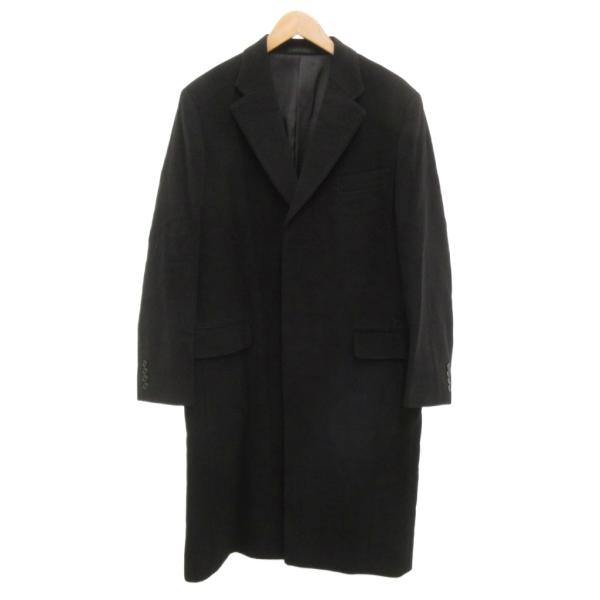 noumi ノウミ 野海 Fukaki Woollen Textile 深喜毛織 カシミヤ100% チェスター コート ロング メルトン 1 黒 ブラック メンズ【表記サイズ】1【実寸サイズ】肩幅：48cm　身幅：62cm　袖丈：65cm　...
