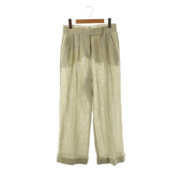マックスマーラ MAX MARA 白タグ パンツ 2タック ウール ストライプ ワイド 近年モデル 36 アイボリー /HK  ■GY42 レディース【ブランド】マックスマーラ MAX MARA【表記サイズ】36【実寸サイズ】ウエスト：70...