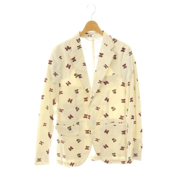 ユナイテッドアローズアンドサンズ UNITED ARROWS＆SONS × BARON VON FANCY RICARDO JACKET テーラードジャケット 総柄 シングル 44 ホワイト /HK メンズ【ブランド】ユナイテッドアローズア...
