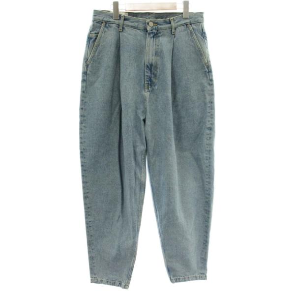 ヘドメイナー HED MAYNER PLEATED DENIM デニムパンツ ジーンズ プリーツ テーパード ジップフライ 46 青 ブルー /XZ ■GY01 メンズ【表記サイズ】46【実寸サイズ】ウエスト：77cm　もも幅：31cm　裾...