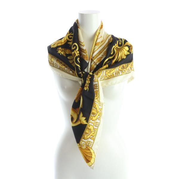 ヴェルサーチ ヴェルサーチェ VERSACE atelier ヴィンテージ 大判スカーフ 絹 シルク ロゴ 総柄 ドラゴン 黄 イエロー ■GY18 /MQ【ブランド】ヴェルサーチ ヴェルサーチェ VERSACE【表記サイズ】実寸サイズをご...