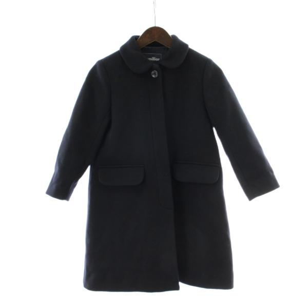 未使用品 ファミリア Familiar タグ付き ステンカラーコート 丸襟 子ども服（女の子用） ウール 130 ネイビー 紺色 無地 長袖 330652【ブランド】ファミリア Familiar【表記サイズ】130【実寸サイズ】肩幅：約34...