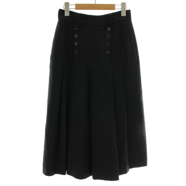 サンローラン パリ SAINT LAURENT PARIS 22年製 パンツ キュロット ウール クロップド丈 プリーツ ハイウエスト ダブルボタン 36 黒【ブランド】サンローラン パリ SAINT LAURENT PARIS【表記サイズ...