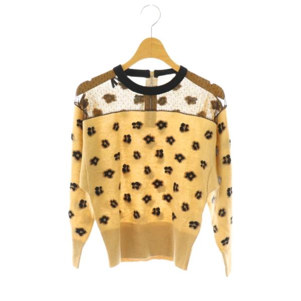 レッド ヴァレンティノ RED VALENTINO ニット セーター 長袖 ウール シルク カシミヤ混 レース切替 L ベージュ ブラック /HK レディース【ブランド】レッド ヴァレンティノ RED VALENTINO【表記サイズ】L【実...