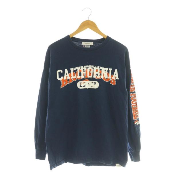 キャラクス CALUX Tシャツ ロンT プリント M ネイビー /DF ■GY19 レディース【表記サイズ】M【実寸サイズ】肩幅：48cm　身幅：51.5cm　着丈：70cm　袖丈：60.5cm　　【素材】コットン【色】ネイビー【状態】全...