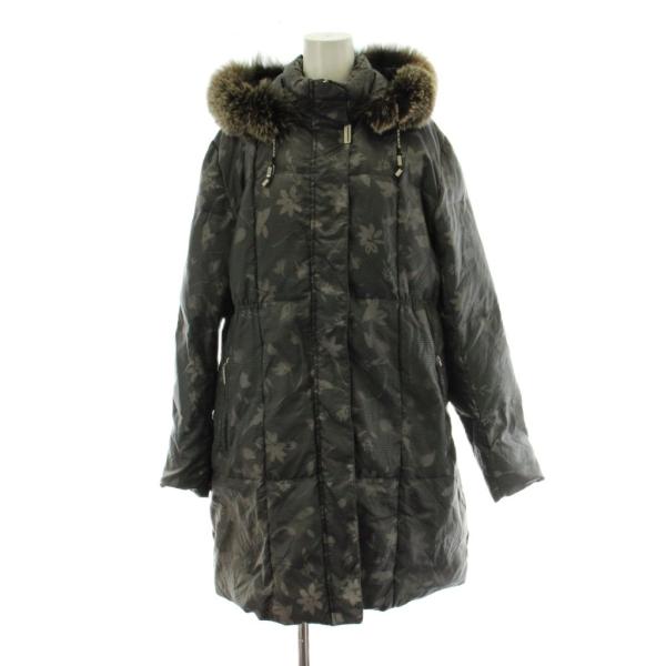 バルマン BALMAIN ダウンコート M グレー フードファー ブルーフォックス 総柄 ミドル丈 OF127D-90F /PP ■GY44 レディース【ブランド】バルマン BALMAIN【表記サイズ】M【実寸サイズ】肩幅：約42cm　身幅...